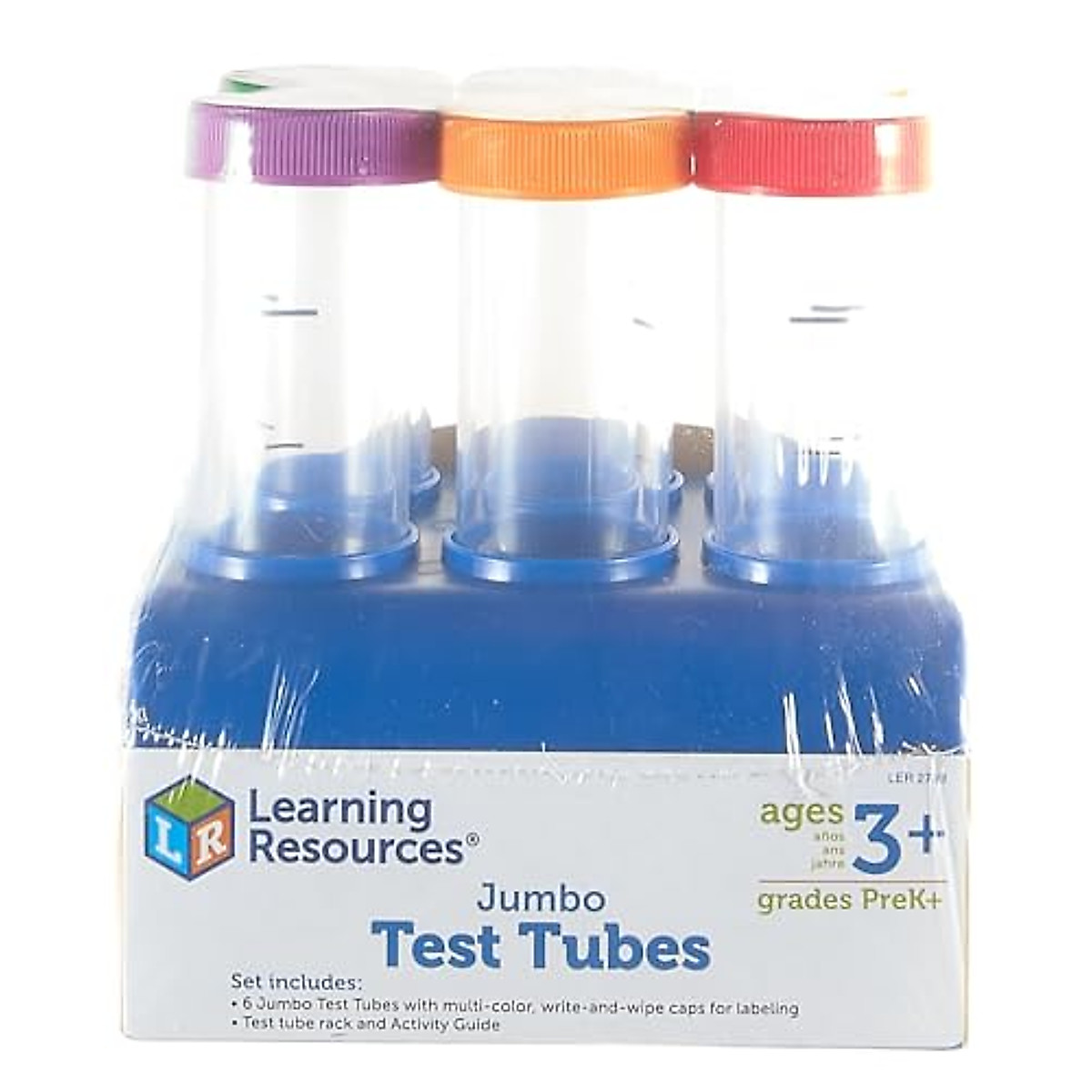 Learning Resources Primary Science Jumbo Test Tubes with Stand, Set of 6 Tubes, Ages 3+,Multi-color