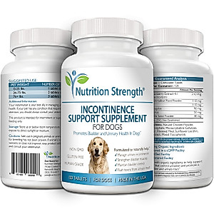 Nutrition Strength Dog Incontinence Support, Supplement for Dog Bladder Health, Organic Support for Dogs Leaking Urine, Promotes Dog Bladder Control, 120 Chewable Tablets