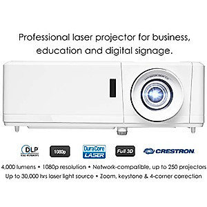 Optoma ZH403 1080p Professional Laser Projector | DuraCore Laser Light Source Up To 30,000 Hours | Crestron Compatible | 4K HDR Input | High Bright 4000 lumens | 2 Year Warranty,White