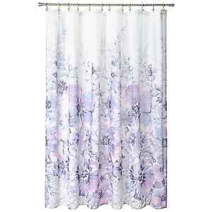 Madison Park Enza 100% Cotton Shower Curtain, Casual Large Floral Design, Modern Bathroom Decor, Machine Washable, Fabric Privacy Screen 72x72", Lilac