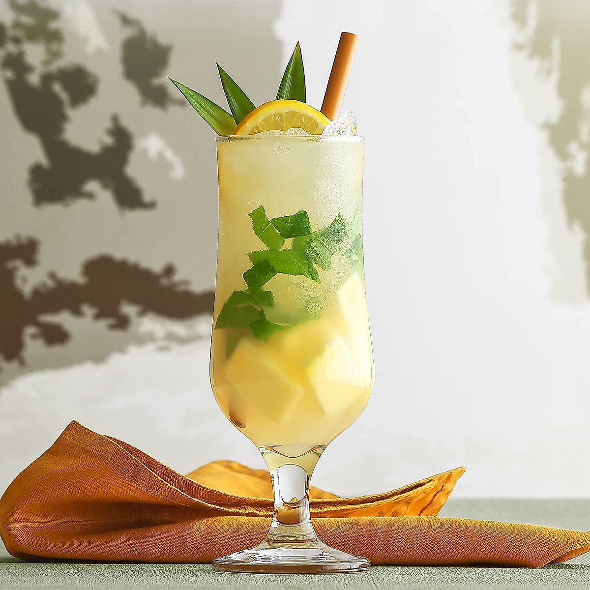 lav Hurricane Glasses Set of 6 - Pina Colada Cocktail Glasses 13 Oz - Great Choice for Tropical Drinks & Beers and Juice - Lead-Free Clear Tulip Drinking Cups Father's Day Gift