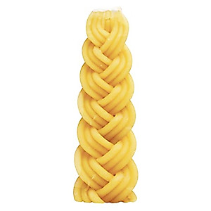 Ner Mitzvah Braided Beeswax Havdalah Candle - Wide Rounded Chevron Braid - 7" Hand Dipped Bees Wax Braided Candle - Shabbat Judaica Gift