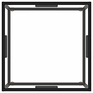 QJBSAVVA Coffee Table Black with Tempered Glass 23.6"x23.6"x13.8",Bedside Tables Side Tables End Tables Entrance Tables Suitable for Meeting Rooms, Reception Rooms, Offices