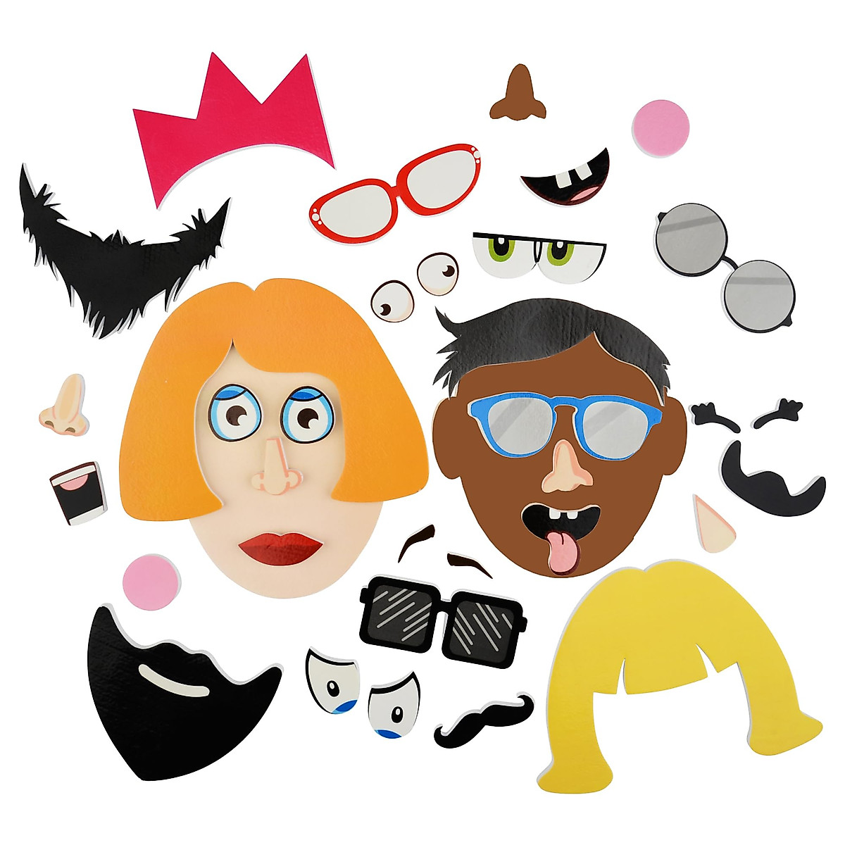 Buddy & Barney Silly Faces Bath Stickers, Hilarious Facial Expressions Foam Stickers Bath Toy for Children 3+, Pack of 37 Reusable Stickers, Bathtub, Tub, Shower, Boys, Girls, Kids,