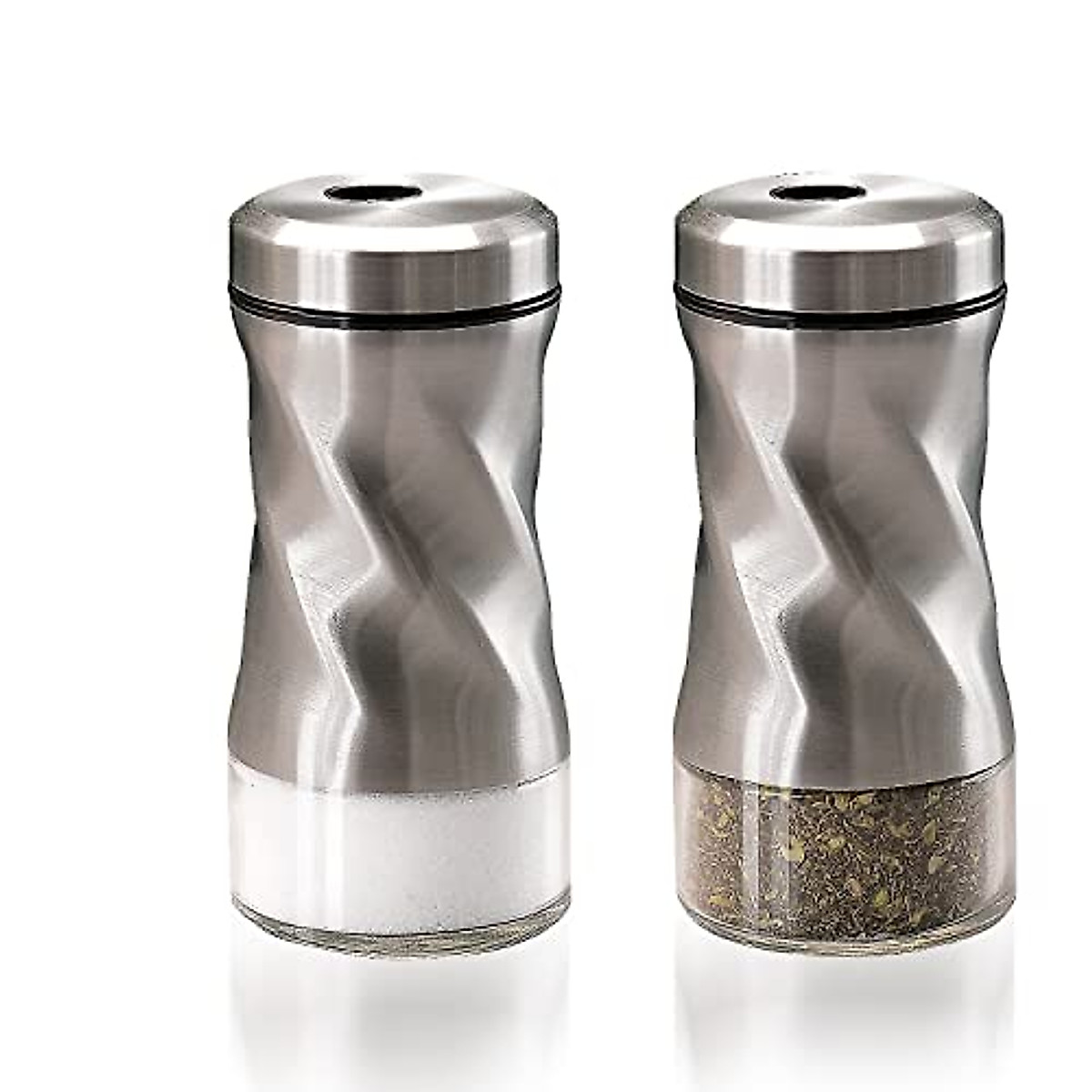 Salt and Pepper Shakers with Adjustable Pour Hole, 3 oz Salt Shaker with Clear Glass Bottom, Perfect for Black Pepper, Kosher And Sea Salts, Refillable Design - 2 PCS By Neodaco