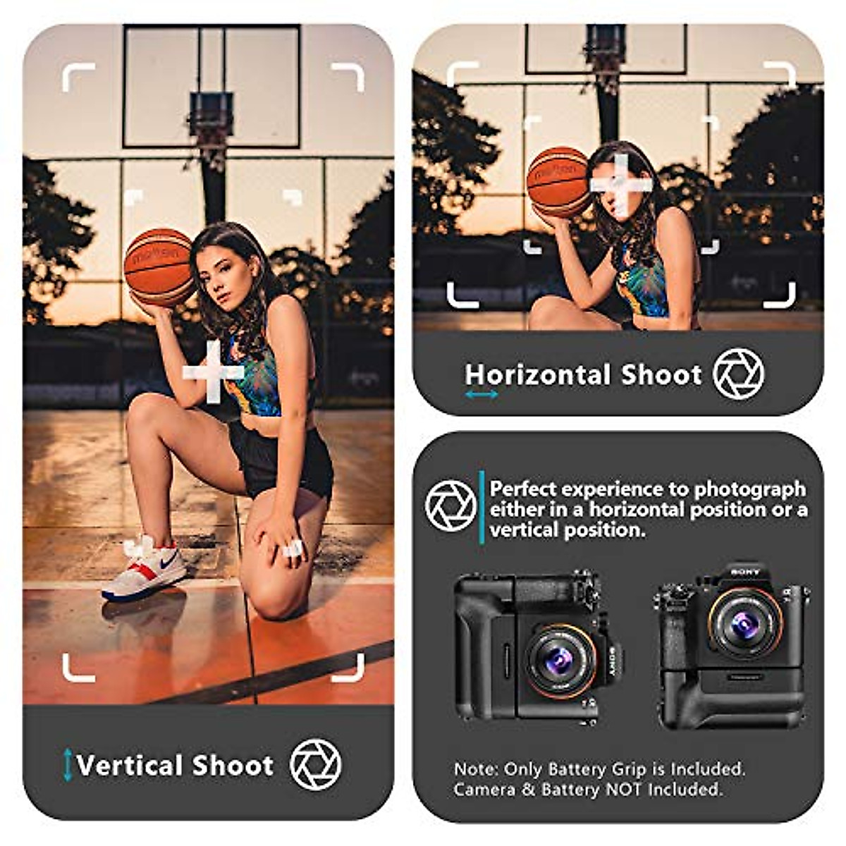 Neewer Vertical Battery Grip Replacement for Sony VG-C2EM, Compatible with Sony A7 II A7S II and A7R II Cameras with 2 Pieces 7.4V 1100mAh NP-FW50 Rechargeable Li-ion Batteries and Dual Charger