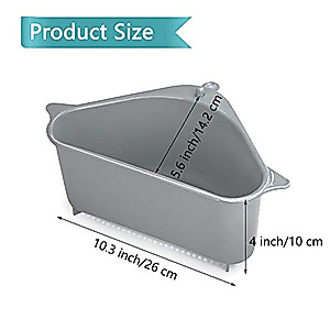 Eutreec Sink Basket, Triangular Multifunctional Drain Shelf Sink Storage Rack Kitchen Sucker Storage Holder Sink Corner Strainer Bathroom Hanging Shelf Soap Box Organizer (Gray)