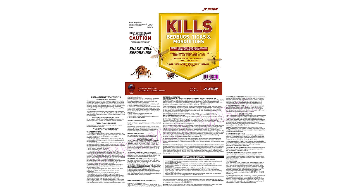 JT Eaton Bed Bug & Mosquito Killer Spray - Gallon Size