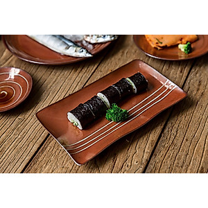 Pangu 12-Piece Japanese Style Sushi Plate Set, Dinnerware Set, Kage(Shadow), Brown, Service for 4