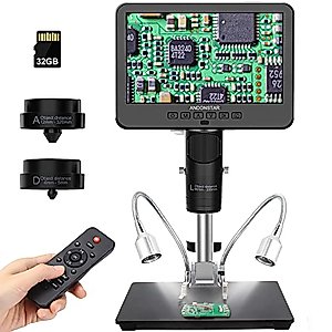 Andonstar AD246S-M HDMI Digital Microscope 2000x for Adults, 3 Lens 2160P UHD Video Record, 7 Inch LCD Soldering Microscope, Coin Microscope, Biological Microscope Kit, Windows Compatible