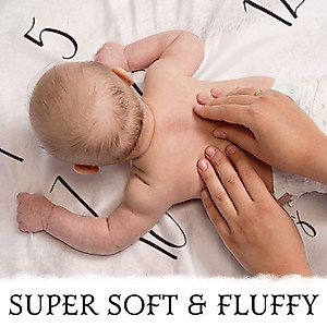 Swaddling Blankets Milestone Blanket with 2 Placement Markers , Gender Neutral Baby Monthly Growth Chart (60inchx40inch)