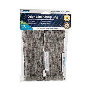 Camco 44270 Moso Bamboo Charcoal Odor Absorber Bags - Help Any Small Space Smell Fresh Without Fragrance Use - 50 Grams - 2-Pack
