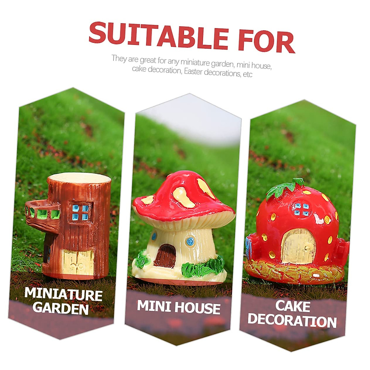 MERRYHAPY 9pcs Micro Landscape House Mini Decor Home Decor Mini House Miniature Resin House Decoraciones para Salas De Casa Fairy Mushroom House Small House Decoration Landscape Mini House