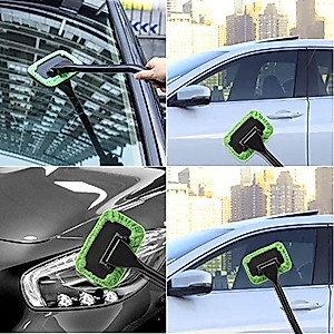 Windshield Cleaning Tool, XINDELL Microfiber Cloth Car Window Cleanser Brush with Detachable Handle Auto Inside Glass Wiper Interior Accessories Car Cleaning Kit