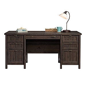 Sauder Costa Executive Desk, W 65.118 X D 29.528 X H 30.00, Coffee Oak finish