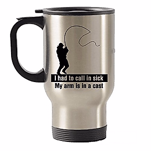 SpreadPassion Fishing I had to call in sick Stainless Steel Travel Insulated Tumblers Mug