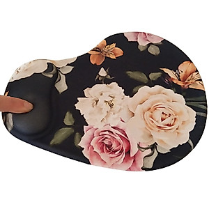 Floral Aesthetic Portable Mouse Pad Computer Sublimation Mouse Pads Small 3D Gel Mouse Pad with Wrist Support Black
