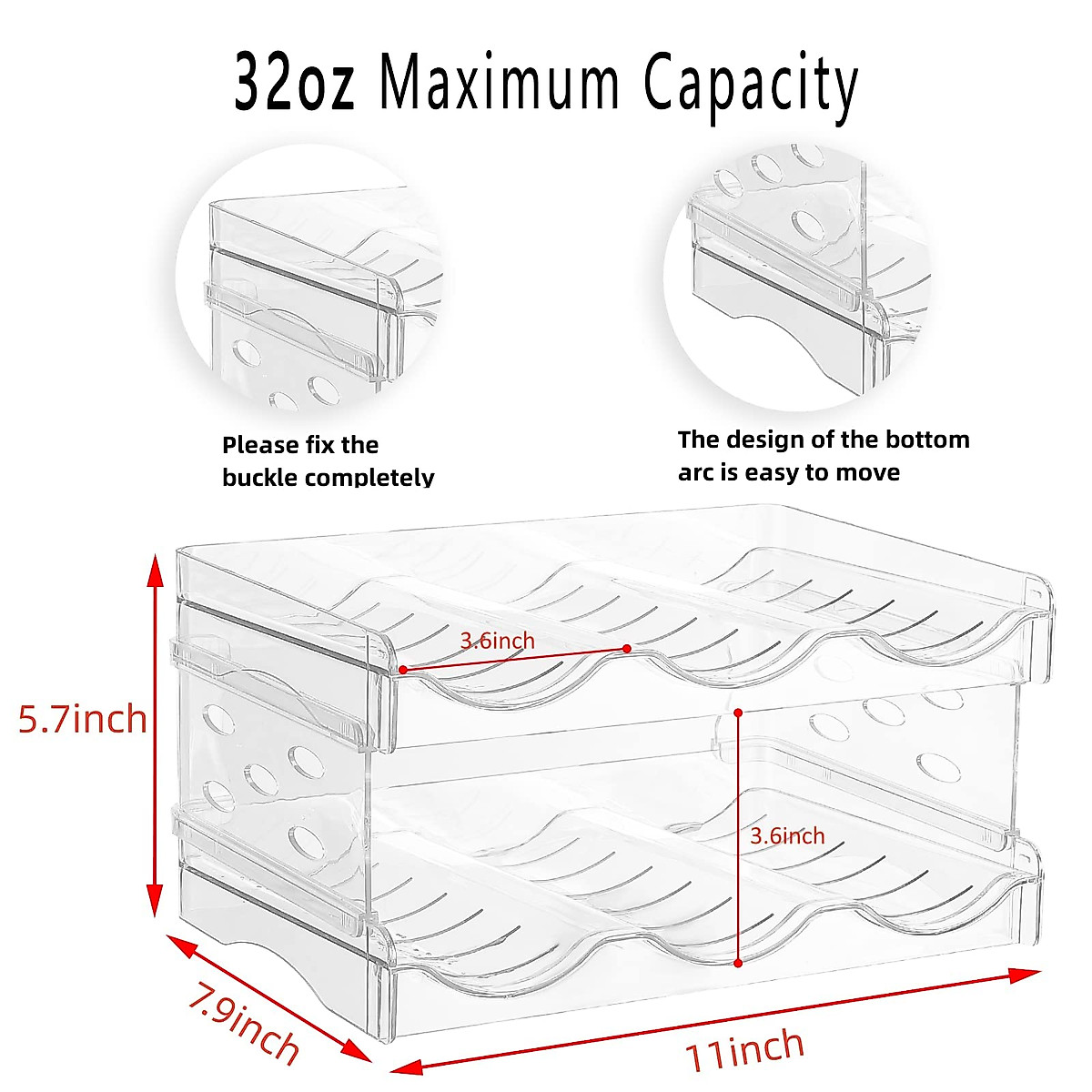Water Bottle Organizer for Cabinet,Stackable Bottle Holder Storage,Wine and Drink Organizer Stand for Pantry Organizer Kitchen Countertop,Refrigerator,Cabinet,Freezer