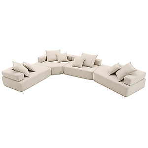 FREESNOOZE Oversized Modular U Shaped Sectional Sofa, Modern Minimalist Boucle Sofa for Living Room, 4PC Free Combination, Beige