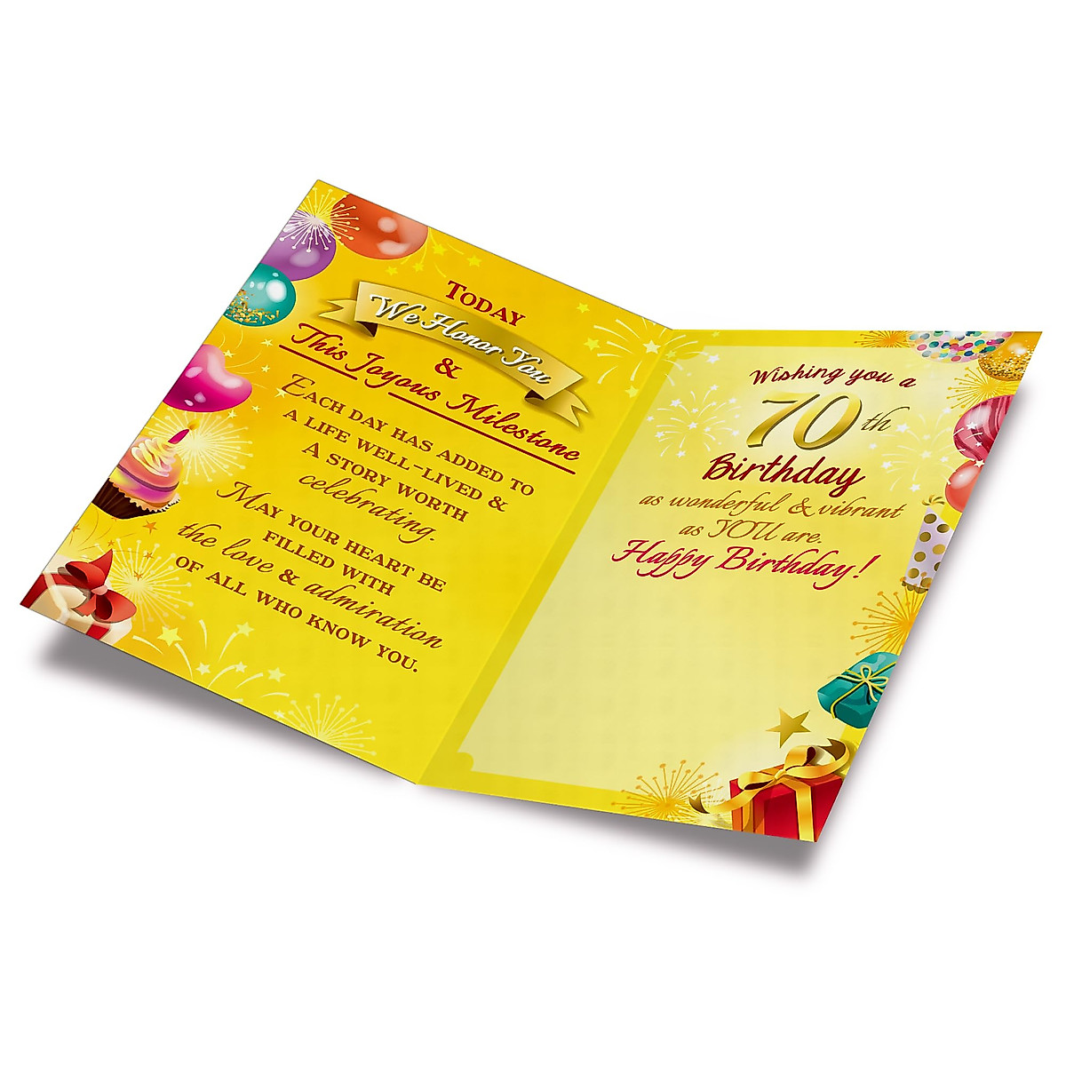 Prime Greetings 70th Birthday Card, Made in America, Eco-Friendly, Thick Card Stock with Premium Envelope 5in x 7.75in, Packaged in Protective Mailer