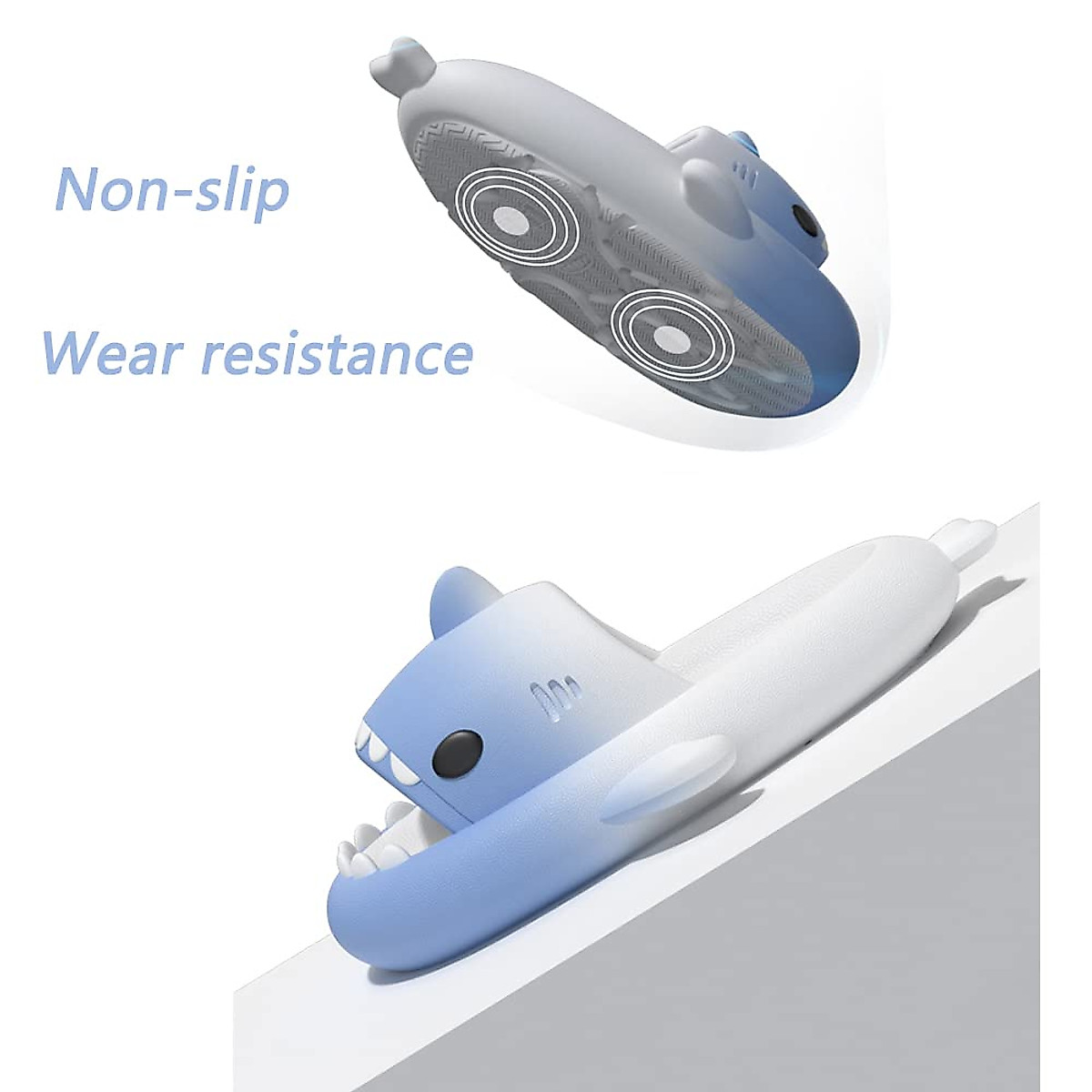 XPKWS Shark Slides for Women and Men Unisex Cloud Slippers Adult Novelty Beach Sandals with Thick Sole (JB-BW,7.5-8 Women/6.5-7 Men,3839)