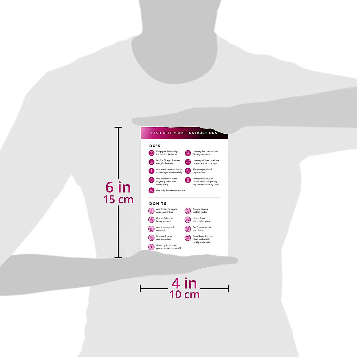 Lash Extension Aftercare Cards - Pack of 50 4x6 Double Sided Premium Eyelash Care Card Kit for Salons and Lash Technicians