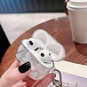 Ownest Compatible with AirPods Case, Cute Butterfly Pattern Clear Soft TPU Shockproof Cover Case Glitter with Keychain for Women Girls for AirPods Pro-White