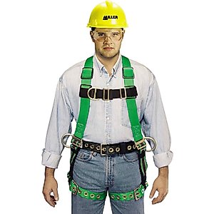 Honeywell Miller by Honeywell P950FD-77/UGN DuraFlex Python Full-Body Harnesses with Removable Waist Belt and Front/Side D-Rings, Universal, Green