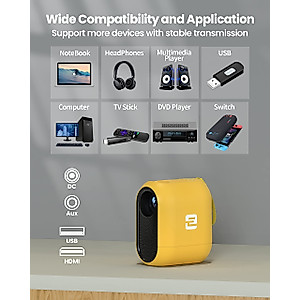 Mini Projector, ETOE D1 EVO Android 9.0 Projector, Video Projector with ESPN, Prime Video, YouTube, 5G WiFi & Bluetooth, Keystone Correction, Compatible with iOS/Android/Windows/USB/HDMI