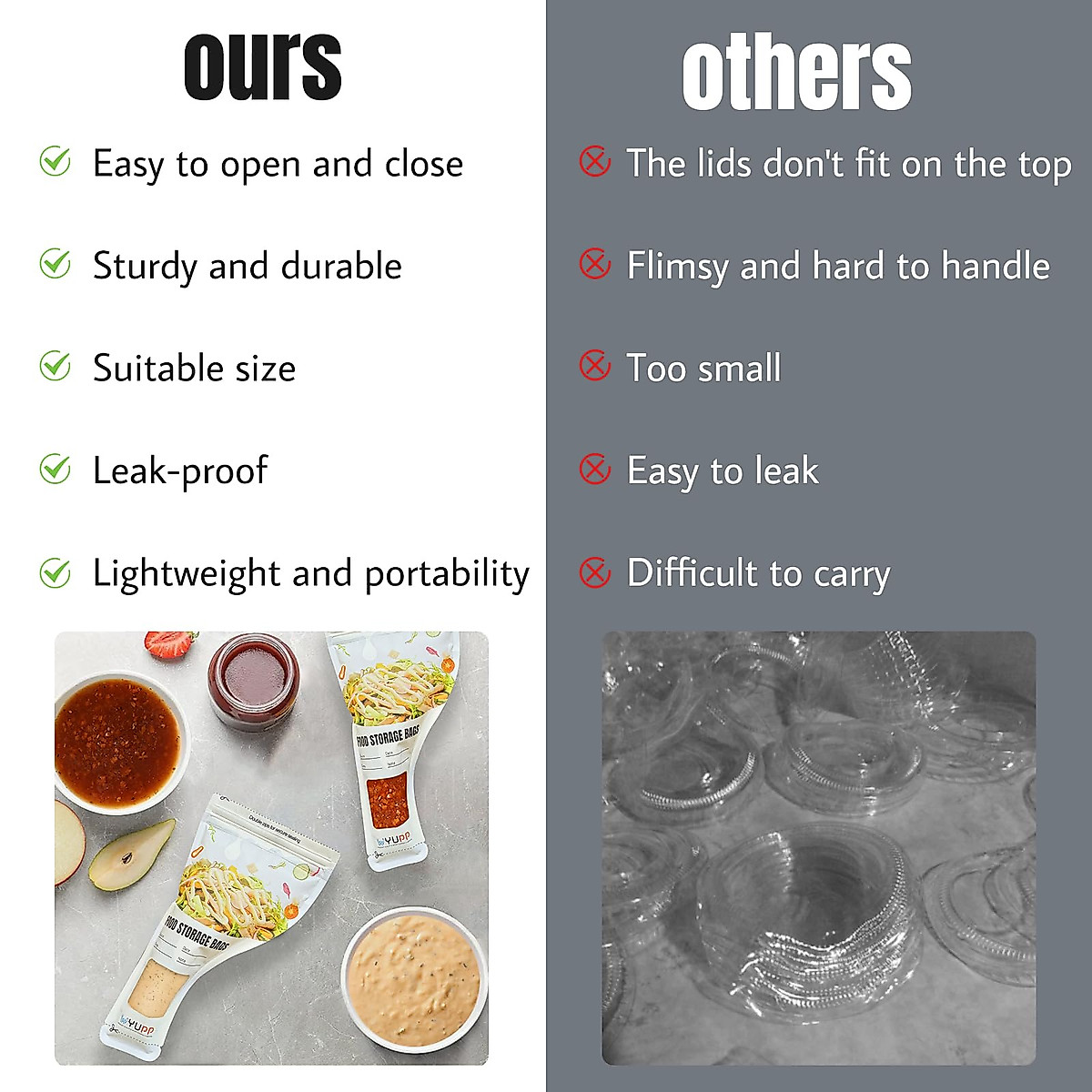 48 Pack Salad Dressing Container to Go, 3.5oz Small Disposable Food Storage Bag, Yogurt Applesauce Pouch, Snack Sauce Condiment Container, Nut Fruit Puree Storage Zipper Pouch for Lunch Boxes Picnics