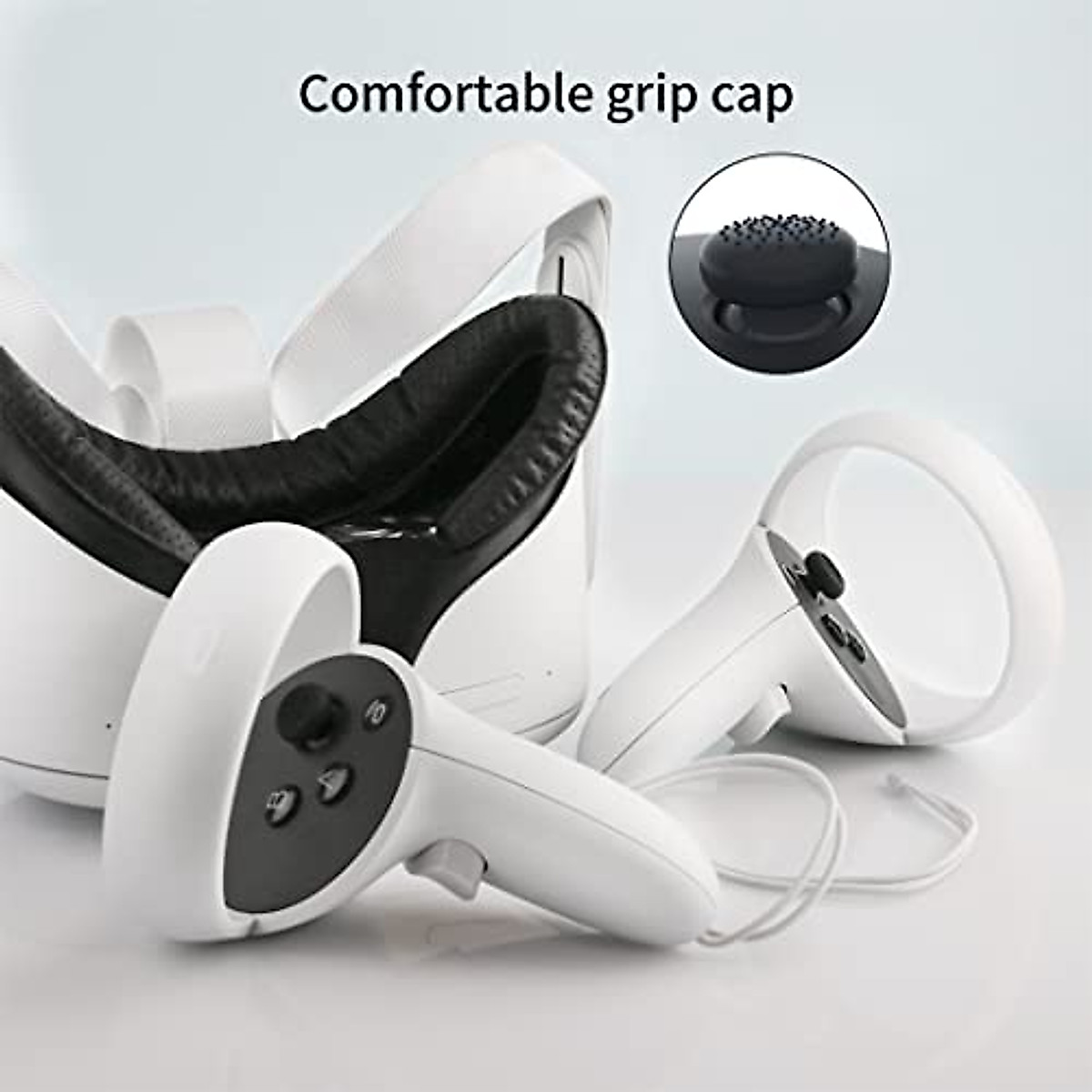 FANPL for Oculus Quest 2 Face Pad, Face Vent Bracket, Leather Breathable Cushion with Lens Protection Cover, Silicone Nose Pad, Lens Cleaning Pen, Thumb Caps