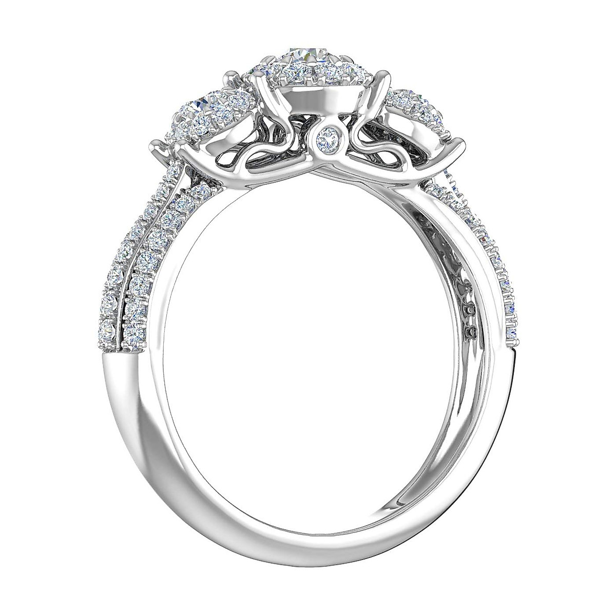 3/4 Carat 3-Stone Diamond Engagement Ring in 10K White Gold (Ring Size 7.75)
