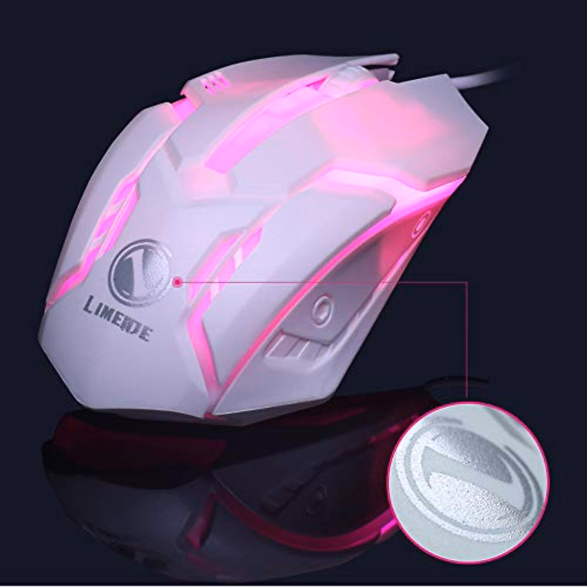 SUImeito Gaming Keyboard GT300 Colorful LED Illuminated Backlit USB Wired PC Rainbow Gaming Keyboard Mouse Set (White)
