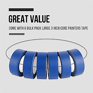 Lichamp Painters Tape Wide 1.5 inches, Masking Blue Painters Tape Bulk Pack, 6 Rolls x 1.5 inches x 55 Yards (330 Total Yards)