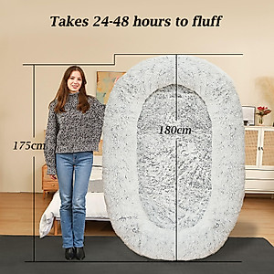Human Dog Bed, 71"x45"x12" Orthopedic Washable Humans Size Bed, Faux Fur Plush Bed for Human Adults Doze Off, Napping with Blanket - Grey