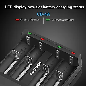 Dottmon LED 4-Slots Intelligent Universal Battery Charger for 3.6V/3.7V Li-ion 10440 14500 14650 16340 17670 18500 18650 18700 22650 20700 21700 22700 25500 26650 26700 Batteries
