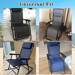 Zero Gravity Chair Replacement Fabric with Bungee Cord Kit, 19 Inch Wide Repair Cloth with Replacement Cord for Anti Gravity Chairs Outdoor Recliner Patio Lounge Chair Lawn Beach Sling Chair, Black