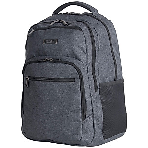 Kenneth Cole REACTION Travelier Multi-Pocket Laptop & Tablet Business, School, & Travel Backpack Bag, Charcoal, One Size