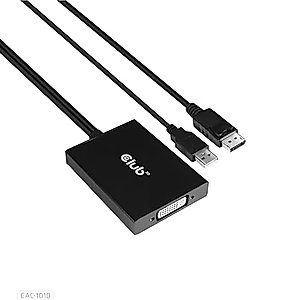 Club 3D CAC-1010 DisplayPort to DVI Dual-Link DVI-D Active Adapter for Your Monitor/Display - USB A Powered – 2560x1600 Resolution HDCP Supported NOT for Apple Cinema Monitors, Black