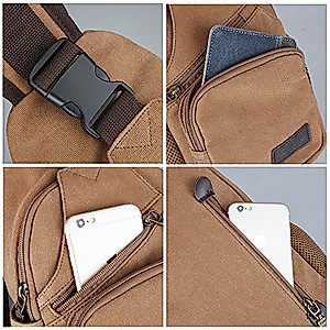 SIMU Sling Bag Pack Canvas Shoulder Sling Backpack Small Crossbody Chest Bag for ipad mini (black)