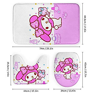 fmsnupz 4PCS Anime Shower Curtain Set, Cute Bathroom Decor with Non-Slip Rugs, Toilet Lid Cover and Bath Mat, Waterproof Fabric Shower Curtains with 12 Hooks, 70.8"x70.8"