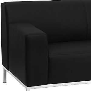 Flash Furniture HERCULES Definity Series Contemporary Black LeatherSoft Upholstered Loveseat with Stainless Steel Legs