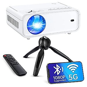 Portable Mini Projector with 5G WiFi and Bluetooth, ACROJOY 1080P Supported Movie Projector with Tripod & 240" Display, Outdoor Video Projector Compatible w/ TV Stick/HDMI/USB/PS5/iOS/Android