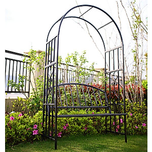 Better Garden Steel Garden Arch with Seat for 2 People, 6'7" High x 3'7" Wide, Garden Arbor for Various Climbing Plant, Outdoor Garden Lawn Backyard