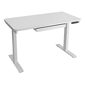 Motionwise Electric Standing Desk, 24”x48 Home Office Series, 28"-48" with Quickly Program up to 4 pre-Set Height adjustments and USB Charge Port, White Frame