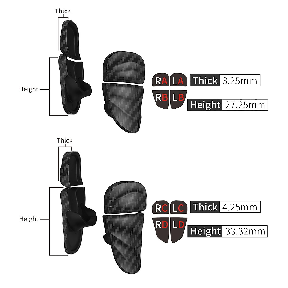 PlayVital Dune 2 Pairs Trigger Stop Shoulder Buttons Extension Kit for ps5 Controller, Stopper Bumper Trigger Extenders for PS Portal, Game Improvement Adjusters for ps5 Edge - Graphite Carbon Fiber