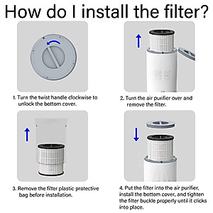 D09 Replacement Filter Compatible with Tailulu D09 Air Purifier, 3 IN 1, H13 True HEPA filter & High efficiency activated carbon & Pre-Filter, 2 Pack