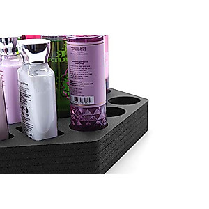 Polar Whale Lotion and Body Spray Stand Organizer Hexagon Shaped Tray Washable Waterproof Insert for Home Bathroom Bedroom Office 15.75 x 13.75 x 2 Inches 21 Slots Black