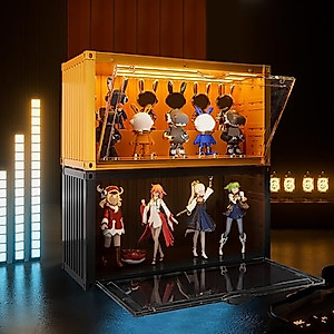 Ergocar Box Stackable Adjustable Lights Transparent Display Box with Door Dust Protection Display Collectibles Action Figures