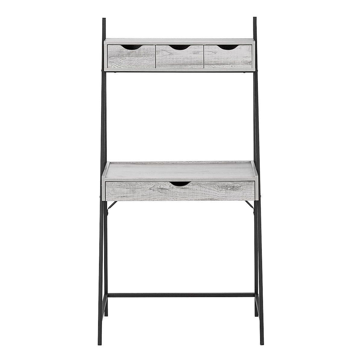 Monarch Specialties 7331 Computer Desk, Home Office, Laptop, Leaning, Storage Drawers, 32" L, Work, Metal, Laminate, Grey, Black, Contemporary, Modern Desk-32, 31.5" L x 19" W x 61.25" H